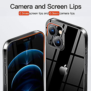 Dataroad iPhone 13 Mini Slim Case[Paper-Thin] 0.2mm 5.4 Inch,with 2 Screen Protector Tempered Glass,Transparent Skin Fit Back[Non Yellowing] Ultra Full Protective iPhone 13 mini Cover for Women,Clear