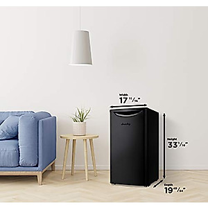 Danby Contemporary Classic DAR033A6BDB-6 3.3 Cu.Ft. Mini Fridge, Compact Countertop Refrigerator for Bedroom, Living Room, Kitchen, Office, Desk, E-Star Rated in Matte Black