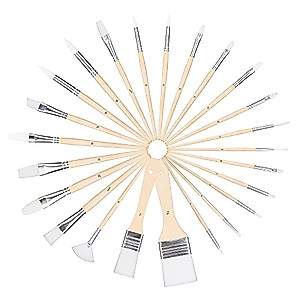 Amazon Basics Paint Brush Set, Multi-shaped Nylon Paint Brushes for for Acrylic, Oil, Watercolor, Gouache, 24-Piece