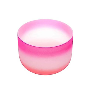 KVKA 10 Inch F Note Heart Chakra Rainbow Quartz Frosted Crystal Singing Bowl with Carrying Case for Sound Healing Yoga Bath