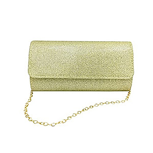 Satin Glitter Evening Bag Women Stylish Clutch Purse Smartphone Flap Handbag Golden