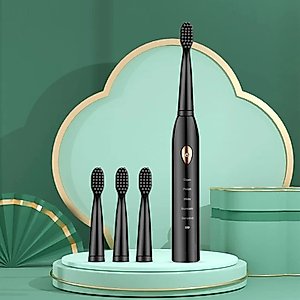 BVnarty USB Electric Toothbrush, Water-Resistant Fast Charging Toothbrush for Adult 4 Replacement Brush Heads Family 5 Care Modes Toothbrush Set