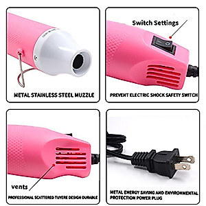 Heat Gun,mofa Hot Air Gun Tools Shrink Gun with Stand For DIY Embossing And Drying Paint Multi-Purpose Electric Heating Nozzle 300W 110V(Pink,White)
