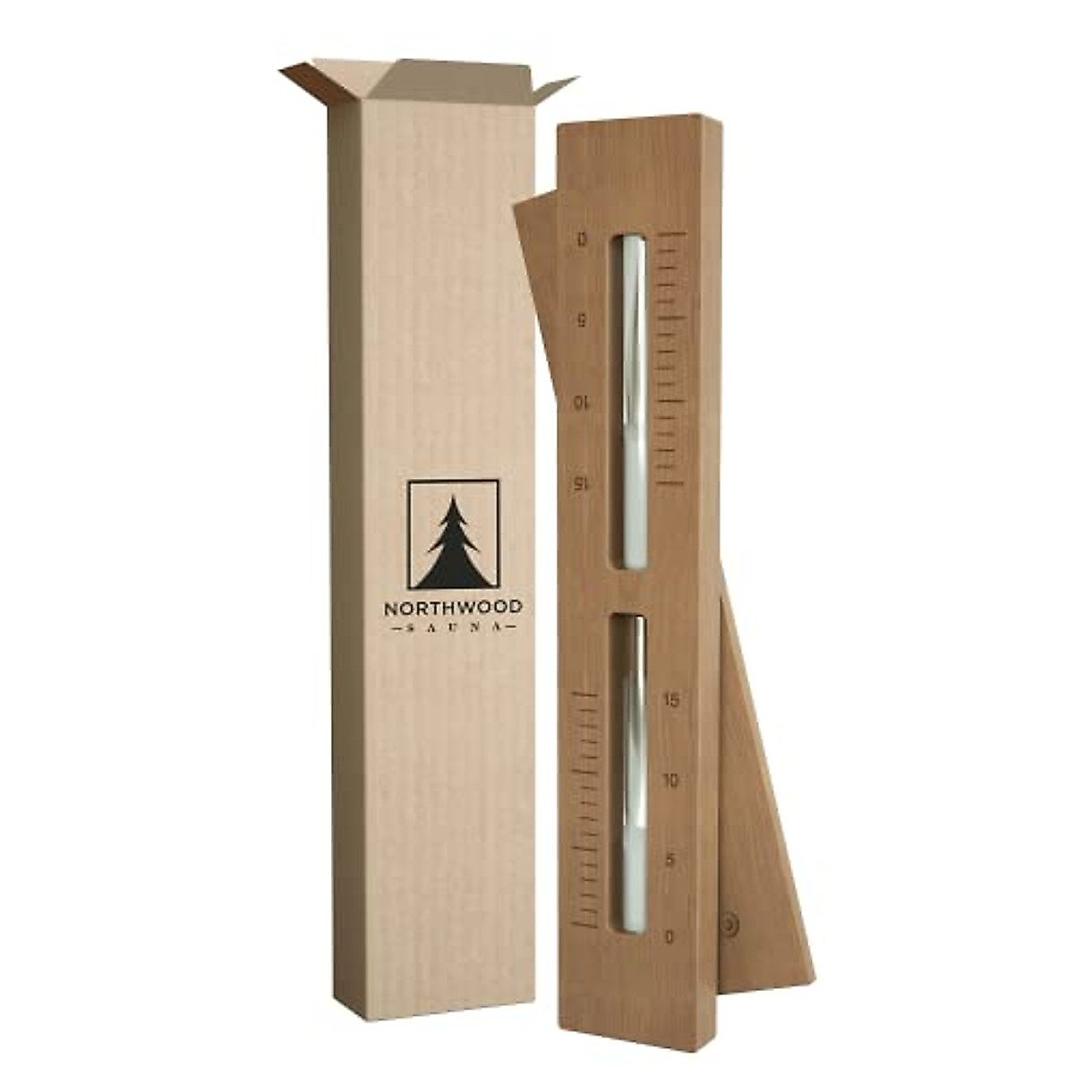 NORTHWOOD Sauna Sand Timer - Handmade from Canadian Red Cedar Wood - Wall Mounted Rotating 15 Minutes Hourglass Timer with White Sand