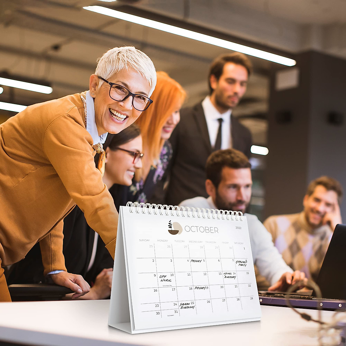 Aesthetic Small Desk Calendar 2023 with Stickers - Runs until June 2024 - Beautiful 6" x 8" Flip Desktop Calendar for Easy and Effective Organizing