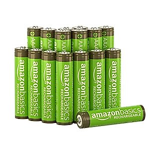 Amazon Basics 16-Pack AAA Performance 800 mAh Rechargeable Batteries, Pre-Charged, Recharge up to 1000x