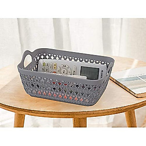 DynkoNA 12-pack Small Plastic Tray, Desktop Storage Trays, Grey