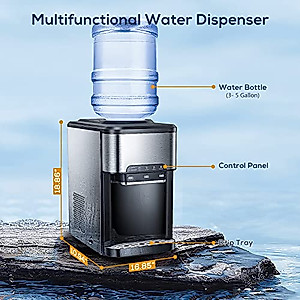 Kismile 3-1 Water Dispenser with Ice Maker, Water Cooler Dispenser 5 Gallon, Ice and Water Dispenser, Top Loading Water Dispenser 3 Temperatures Setting- Hot&Cold Water, 45 lbs/24H for Home/Office