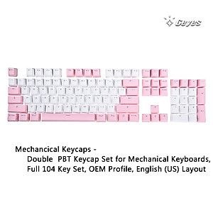 Mechanical Keycaps, Geyes Doubleshot PBT Backlit Keycaps with Cherry MX Switches and Clones OEM Profile 104 Keys PBT Keycaps for 104/87/61 Mechanical Keyboard PC Gaming Keyboard,White Blue Keycaps