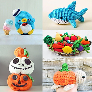 6 Pack Beginners Crochet Yarn Blue Green Yellow Red White Black Cotton Crochet Yarn for Crocheting Knitting Beginners with Easy-to-See Stitches Crochet Yarn for Beginners Crochet Kit(6x50g)