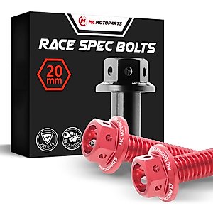 MC MOTOPARTS Pre-drilled CNC Race Spec Bolts M6 x 20mm Flanged HEX Head Screws 10 pcs (Red)