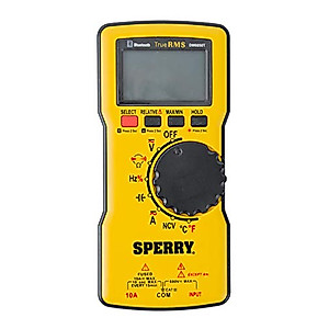 Sperry Instruments DM6850T Digital Multimeter, Thin, TRMS, Bluetooth, Autoranging, 600 V AC/DC, 10A Current, Con﻿Tinuity, Resistance, Capacitance, Frequency, Temperature