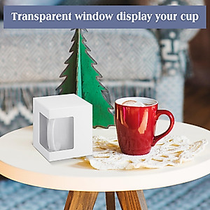 Harloon 24 Pcs Mug Boxes for Gifts Coffee Mug Gift Box for Blanks Sublimation Mugs Packaging 11oz, 12oz, 15oz Transparent Ceramic Coffee Cups Gift Box (White)
