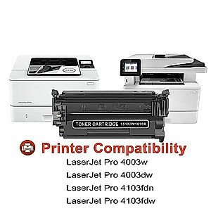 Shribbery 151X Black Toner Cartridge (with Chip), W1510X High Capacity Toner Cartridge, Compatible Replacement for Pro 4003dw 4003w 4103fdn 4103fdw Printer.(1Pack/Black )