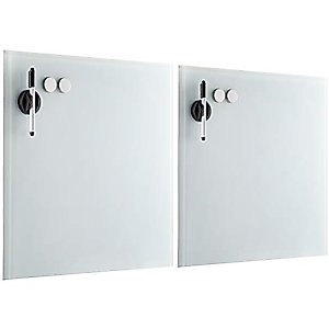 BirdRock Home 2 Pack Magnetic Glass Dry Erase Board for Wall – Glass Whiteboard for Offices, Meeting Rooms, Classrooms or Homes – 2 Dry Erase Markers - 4 Magnets – 2 Marker Holders - White