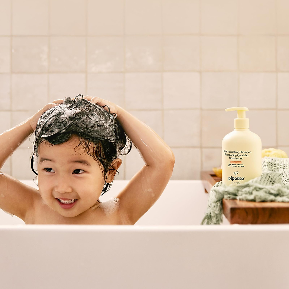 Pipette Daily Nourishing Shampoo - Tear Free Shampoo for Kids, Adds Moisture, 100% Plant-Derived Squalane and Quinoa, Orange + Vanilla Aroma, 11.2 fl oz