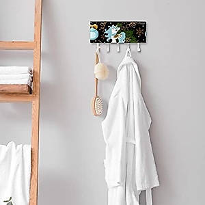 Christmas Unicorn Magical Floral Rack Organizer with 5 Hooks Wall Bathroom Kitchen Shelf Rack Multifunctional Storage Shelf