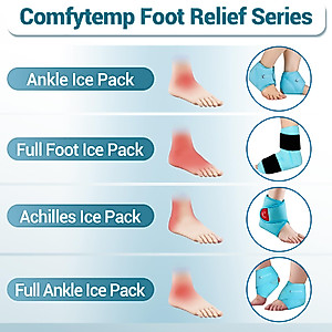 Comfytemp Ankle Ice Pack Wrap for Swelling, Plantar Fasciitis, Foot Pain Relief, FSA HSA Eligible, Gel Packs for Injuries Reusable, Hot Cold Compression for Achilles Tendonitis, Sprain Ankles, 2 Packs