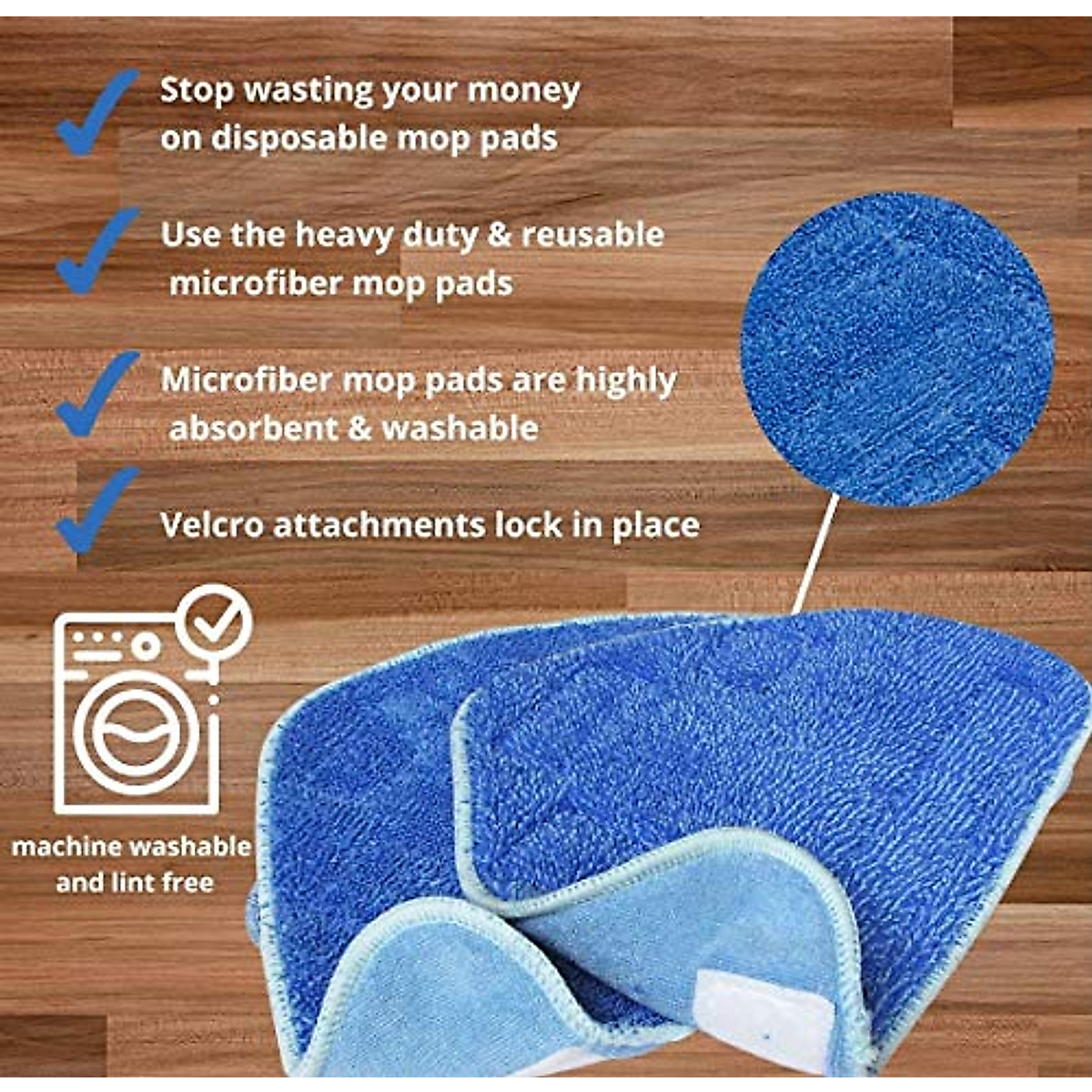SALAV, Professional Series Mop Pad Refills for The Salav STM-402 Steam Mop, MP-102, Pack of 8