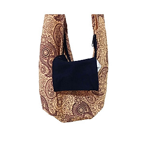 Lovely Creations's Hippie Boho New Elephant Crossbody Bohemian Gypsy Sling Shoulder Bag"Small" Size (D Brown)