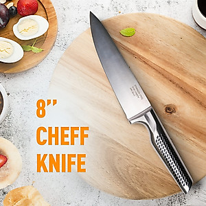 7 Pcs Ultra Sharp Kitchen Chef Knife Set with Magnetic Strip, Sharpener and Gift Box - Professional Stainless Steel Cooking Knives Set for Cutting Meat & Vegetable, Great for Gift