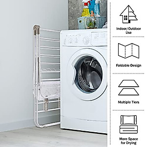 Everyday Home Clothes Drying Rack - Indoor/Outdoor Portable Laundry Rack for Clothing, Towels, Shoes and More - Collapsible Clothes Stand (White)