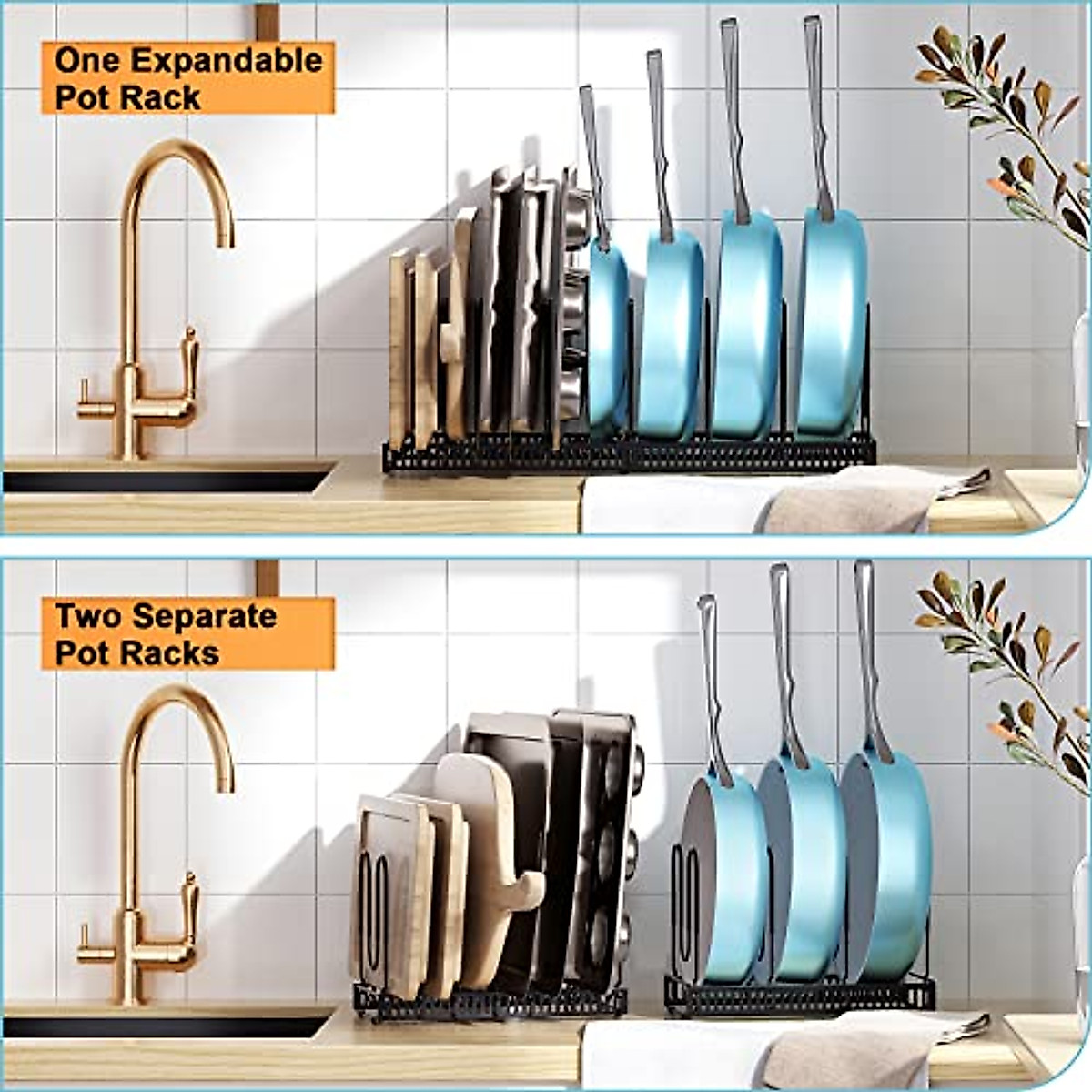 8 Tier Pot Rack & Expandable Pot Organizer