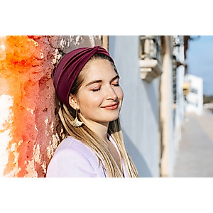 Tobeffect Headbands for Women Non Slip Turban Head Band Boho Elastic Hair Bands for Teen Girls Fashion Wraps Accessories Solid Color, 8 pack