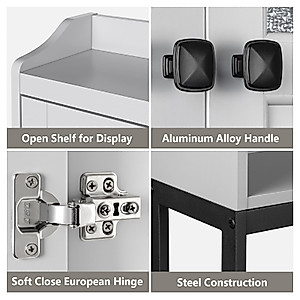 MXARLTR Over The Toilet Storage Cabinet, Bathroom Organizer Over Toilet Storage, Double Doors Over The Toilet Storage Soft Hinges above Toilet Bathroom Storage Shelf Over-The-Toilet Storage (Gray)