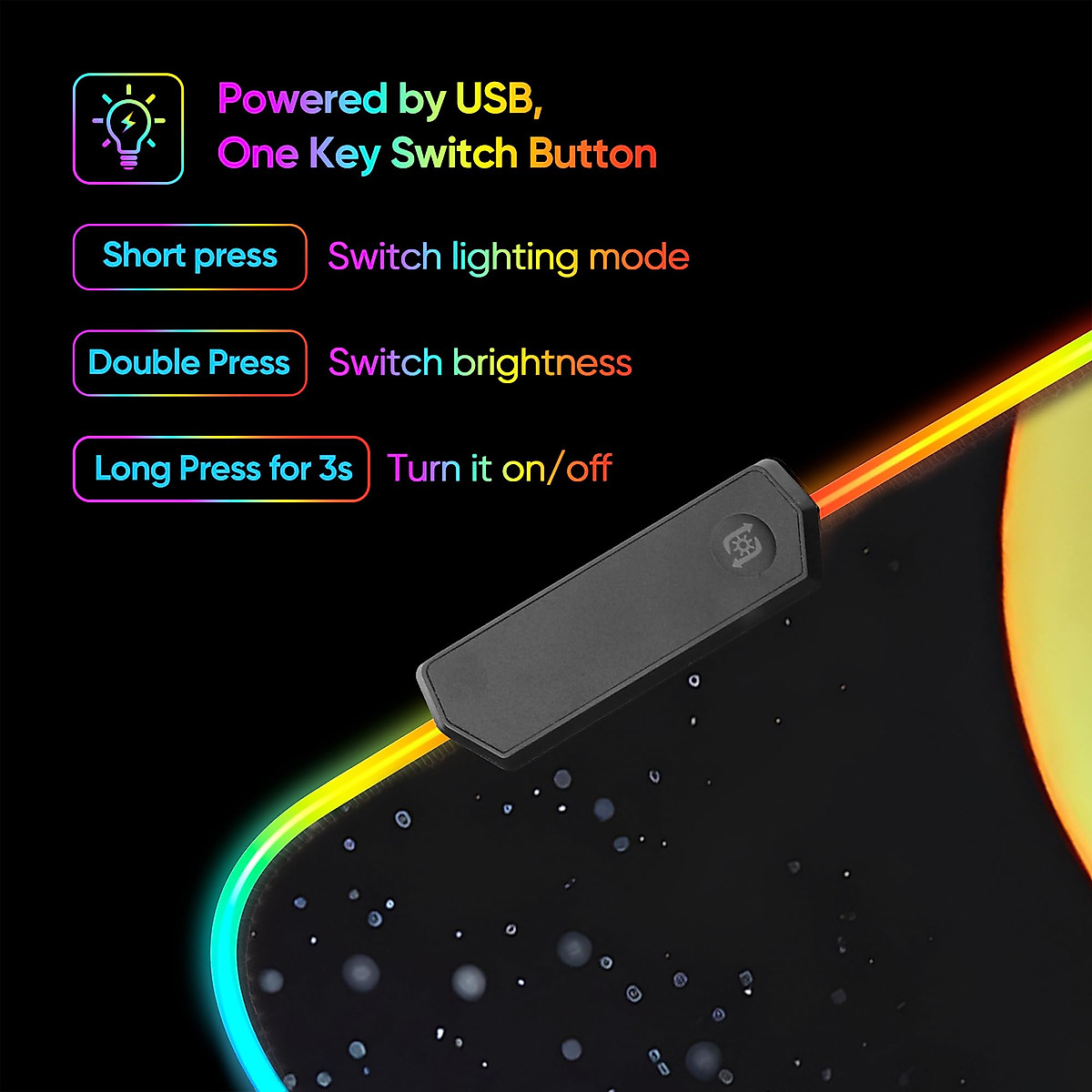 RGB Skull Mouse Pad,Nightmare Before Christmas Large Gaming Mousepad with 14 Lighting Modes,Non-Slip Computer Keyboard Desk Mat,31.5×11.8 inches (C)