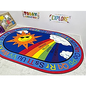 KidCarpet.com Sky's The Limit Classroom Rug, 4' x 6' Oval