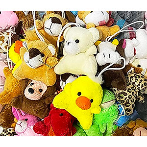 SOFLIY 48Pcs Mini Plush Animal Toy Set,Cute Animals Keychain Decoration for Kids ＆ Adult，Goodie Bag Fillers, Carnival Prizes，Small Stuffed Animal Bulk for Boys Girls，Party Favors