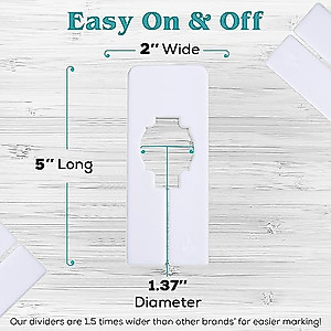 30 Closet Dividers for Hanging Clothes- Rectangle Clothing Size Dividers for Racks, Slim White Closet Divider Set with Marker (30 SLIM)