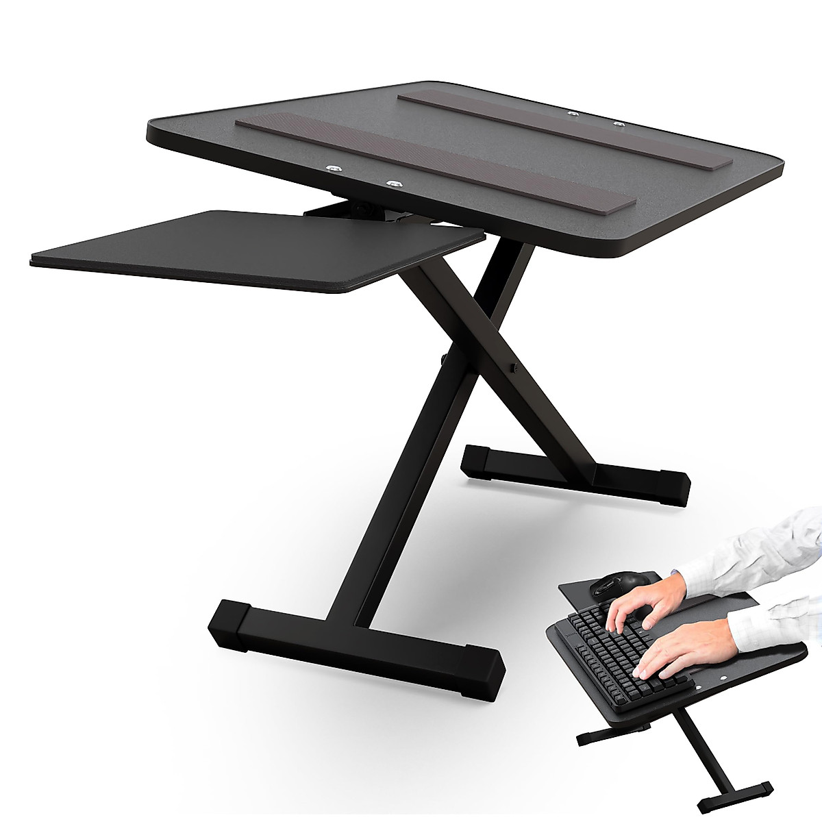 KT3 Ergonomic Computer Keyboard Stand Adjustable Height Angle Negative Tilt for standing up raise keyboards to standing height sit stand up on desk riser holder tray platform lift above desk black