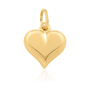 JULIETTE COLLECTION 14KT Yellow Gold Mini Polished Puffed Heart Fashion Pendant/Charm for Women, 12mm x 7mm – Exquisite and Stylish