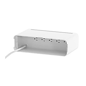Kantek Cable Management Power HUB and Stand with USB Charging Ports, 5 OUTLETS, 3 USB, 6.5 FT Cord, White