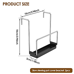 2 Pack Stainless Steel Slow Cooker Lid Holder, Kitchen Crock Pot Lid Holder, Hand Free Pot Lid Organizer Fits Most Slow Cookers, Pot Lid Rack with Silicone Sink to Keep Countertop No Mess (Black)