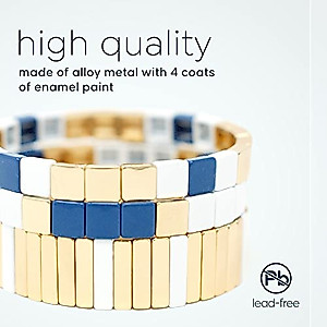 Cedar and Ink Stackable Bracelets, Tile Bracelets for Women, Stackable Enamel Bracelets, Enamel Bangle Bracelet, Gifts for Women - Nautical Mile