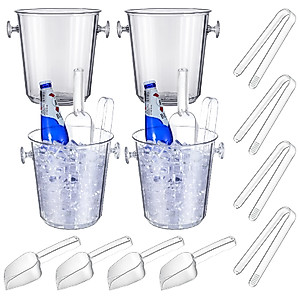 Irenare 12 Pcs Acrylic Ice Buckets for Parties 3.5 L Plastic Clear Wine Bucket with Plastic Ice Scoop and Tongs Bottle Drink Cooler Tub Ice Cube Bucket Kits Champagne Wine Beer Beverage (12 Pcs)