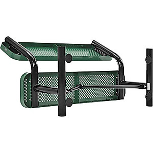 Global Industrial 48" L Outdoor Steel Bench with Backrest, Perforated Metal, Green