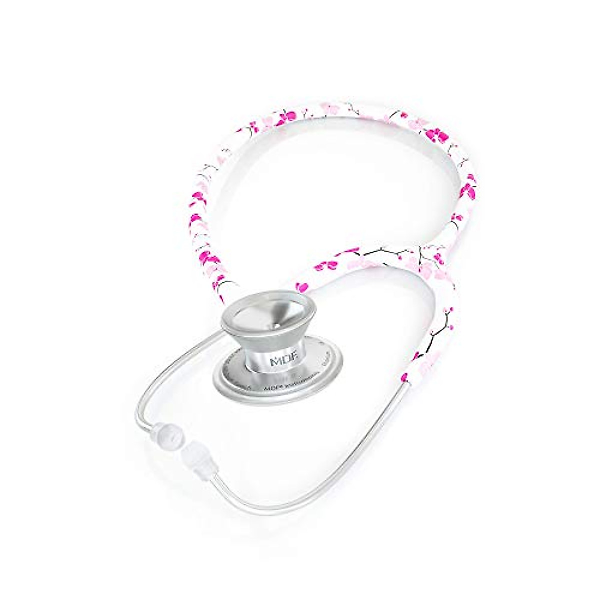 MDF Sakura MD One Epoch Lightweight Titanium Stethoscope, Adult, Sakura Tube, Silver Chestpieces-Headset, MDF777TSA