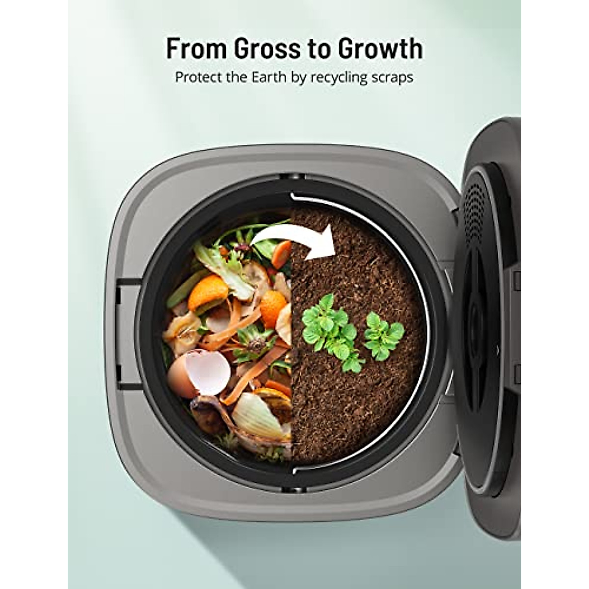 Paris Rhône Smart Waste Kitchen Composter, FoodCycler Eco-Friendly Electric Kitchen Compost Bin Sustainable Indoor Countertop Food Cycler with 3 Modes, Odor-Free, Fertilizes Your Garden