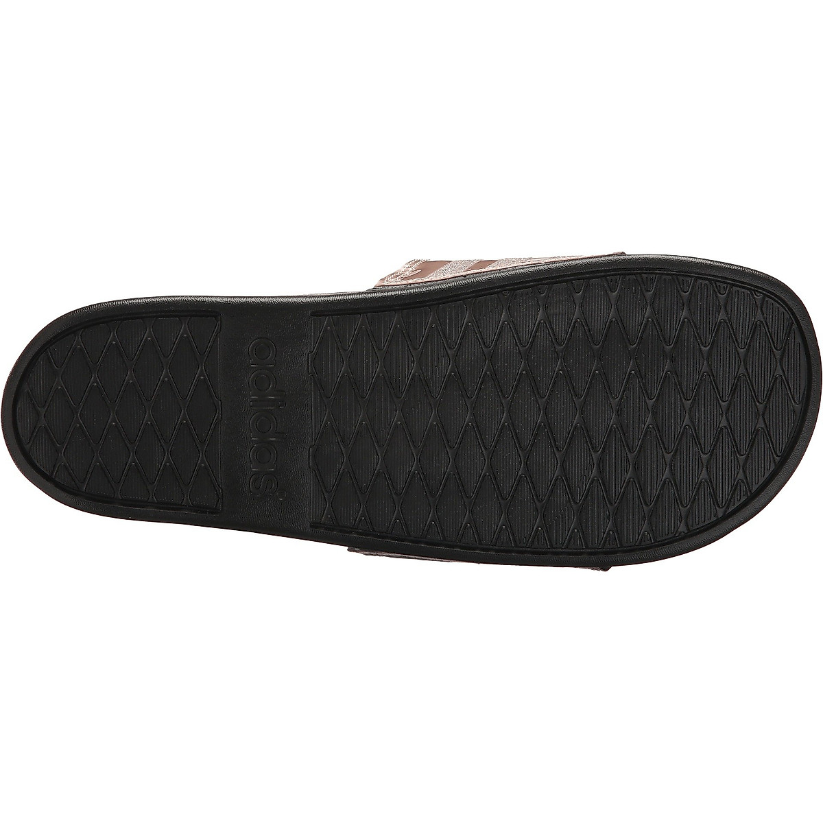 adidas Women's Adilette Comfort Slides Sandal, Vapour Grey Metallic/Vapour Grey Metallic/Core Black, 10