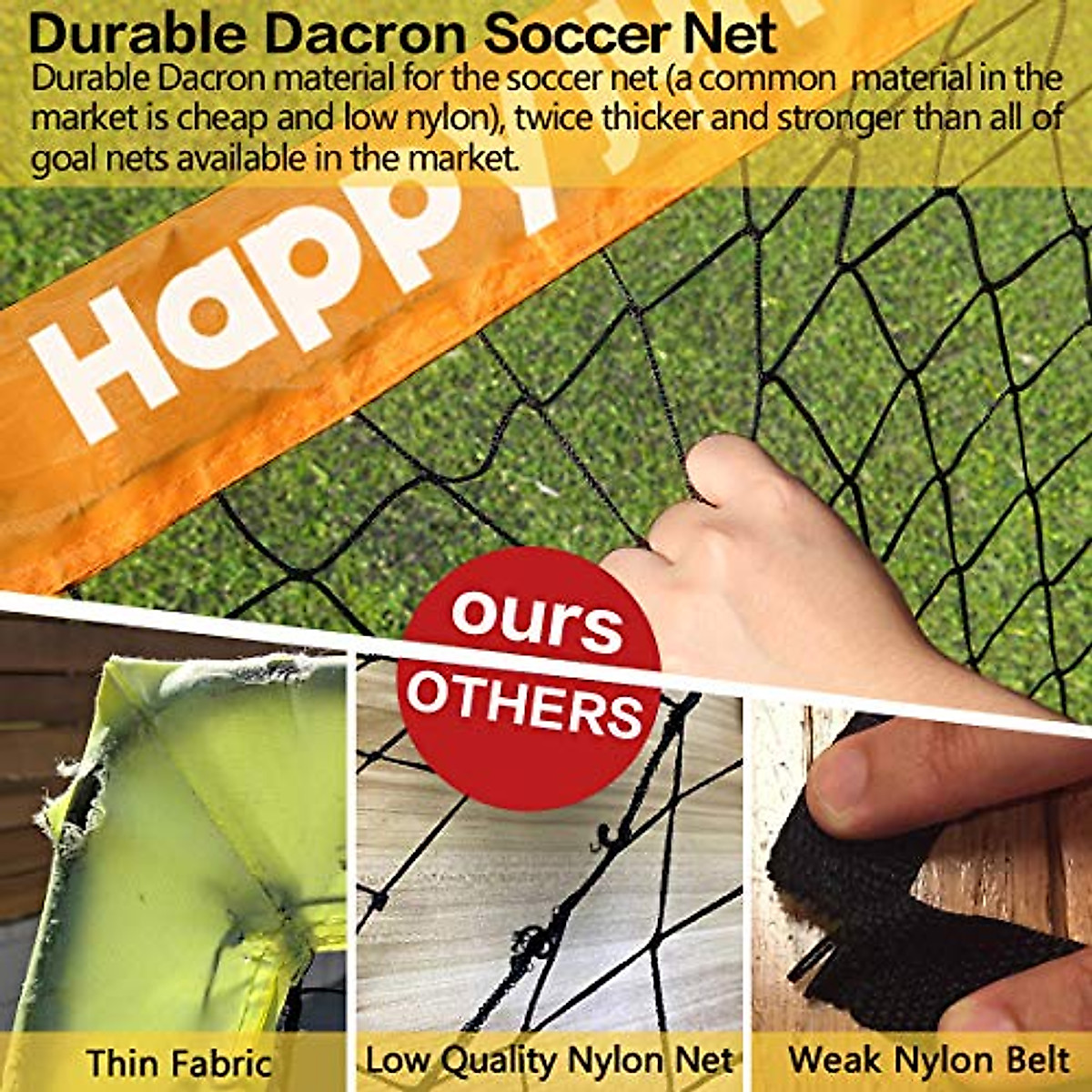 Happy Jump Soccer Goal Soccer Net for Kids Backyard 6.6x3.3 FT, 1 Pack