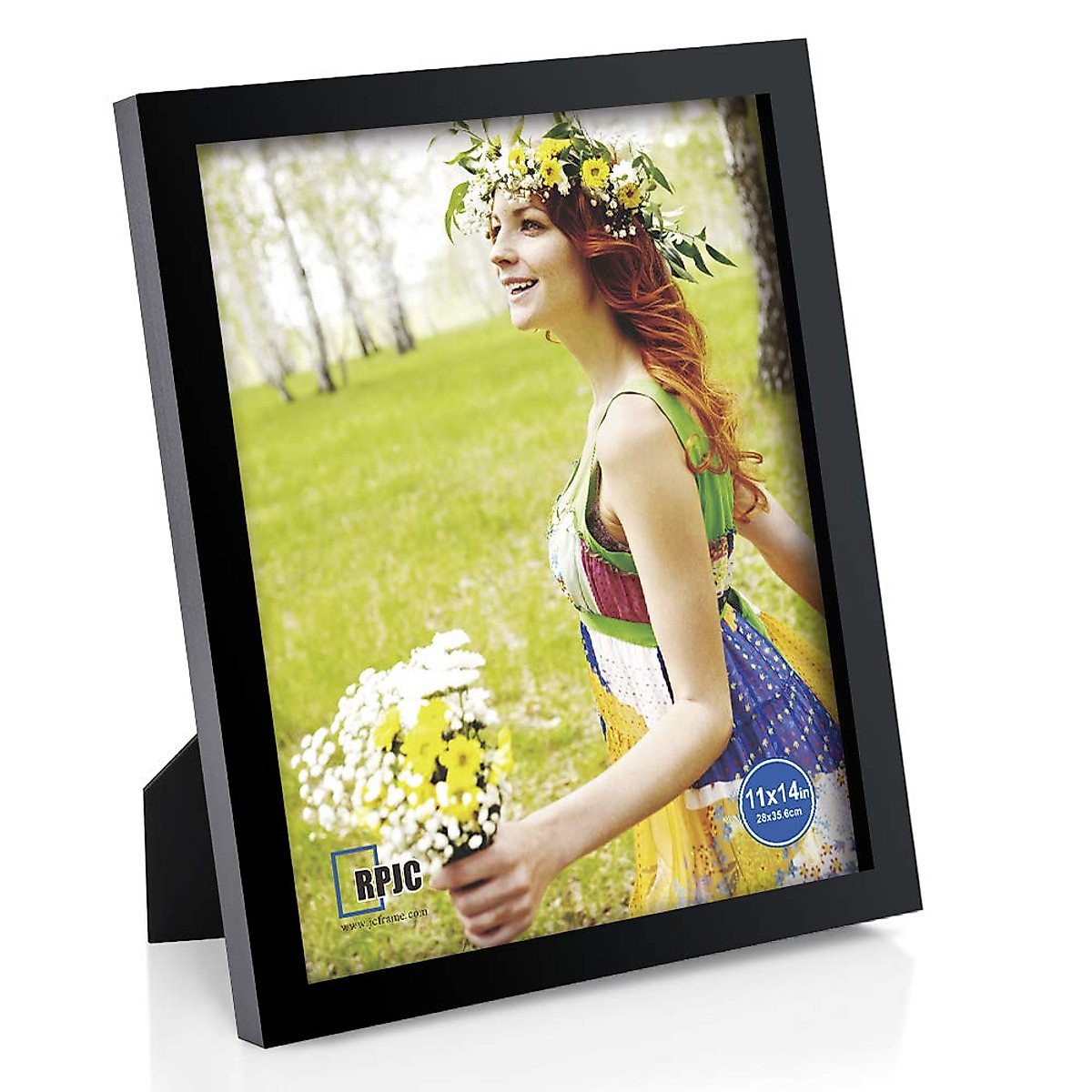 RPJC 11x14 inch Picture Frame Made of Solid Wood and High Definition Glass Display Pictures for Wall Mounting Photo Frame with Stand Black