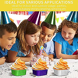 Mini Square Baking Cups,HEYYUMI 50pcs 5oz Aluminum Foil Mini Cake Pans with Lids,Disposable Ramekins Muffin Tins Cupcake Liners,Individual Dessert Containers Flans for Party Bakery(5 Colors E)