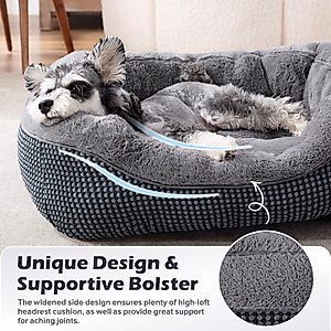 INVENHO Medium Dog Beds for Medium Dogs Washable, Rectangle Dog Bed Medium Size Dog, Orthopedic Dog Bed, Warming Soft Calming Sleeping Puppy Bed Durable Pet Bed with Anti-Slip Bottom M(30"x24"x9")