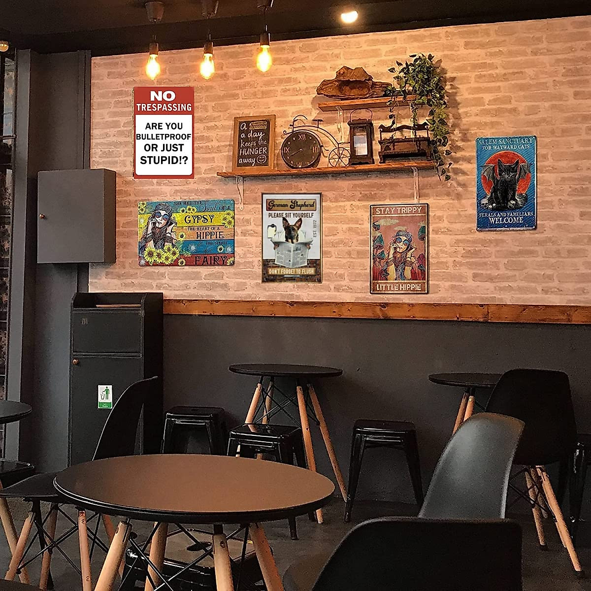 EMOHAT Tin Wall Sign Metal Poster German Shepherd Please Sit Yourself Signs Home Bedroom Office Classroom Restaurant Tin Sign Wall Decoration 8x12 Inches