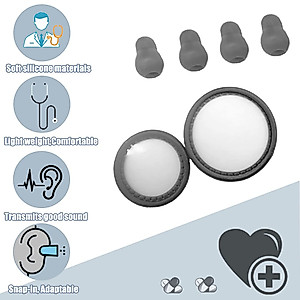 Decaw Stethoscope Replacement Parts Diaphragm and Ear Tips Kit, Adult Pediatric Covers With Silicone Earpieces Repair Accessories Fits Littman Classic Ⅲ 3, Cardiology Ⅲ 3 & Ⅳ 4 Stethoscope（Gray）