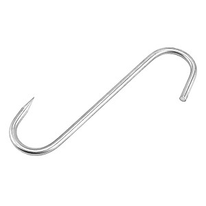 JAPCHET 20 Pack 9 Inch Meat Hooks, 8mm Thick Heavy Duty Meat Hooks, Stainless Steel Butcher Hooks Meat Processing Hook for Hanging, Butchering and Smoking, Silver